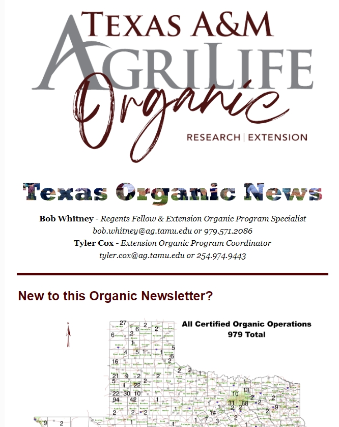Texas Organic Newsletters – Texas A&M AgriLife Organic